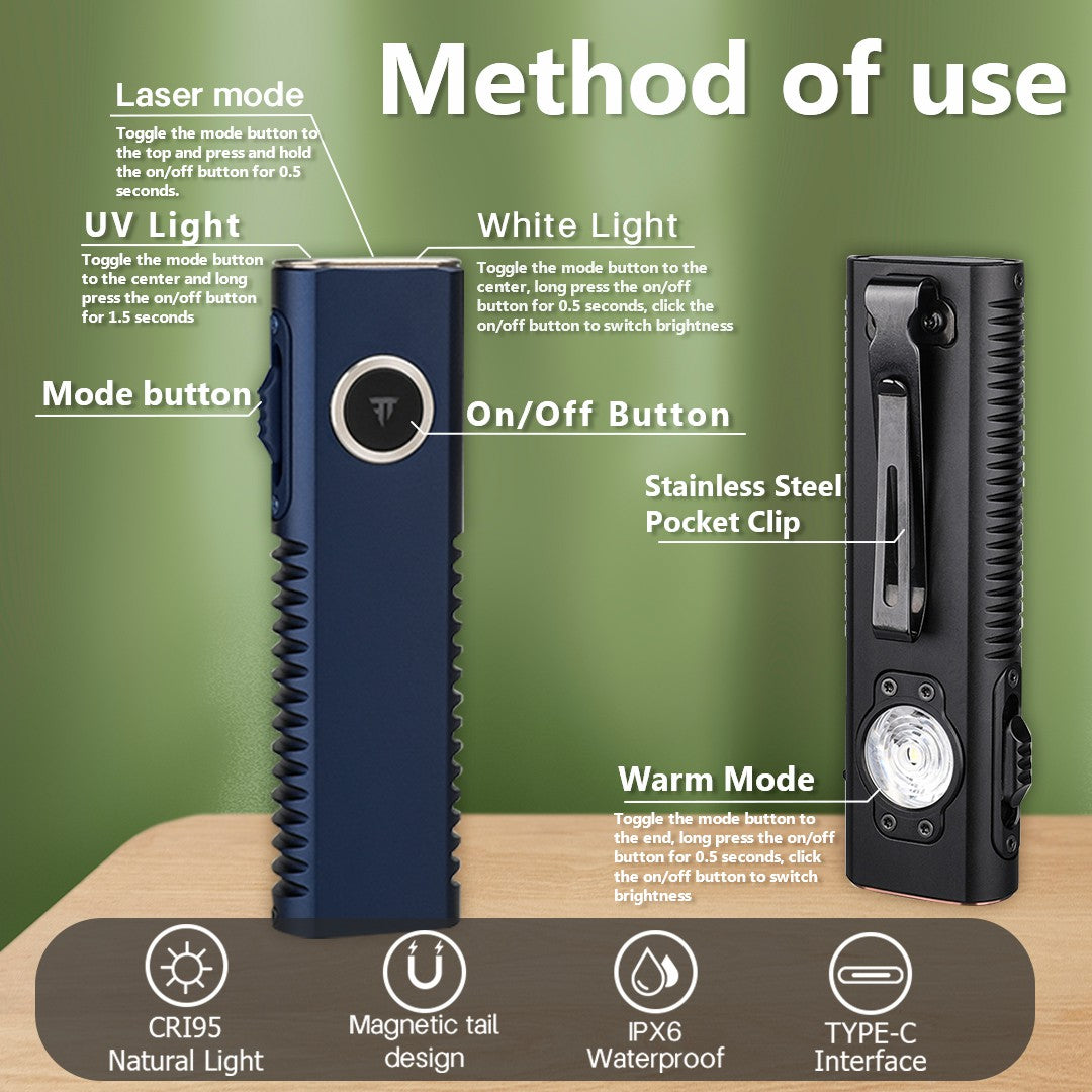 TrustFire Mini X3 EDC Multi-Function Flashlight with White Light, Floo