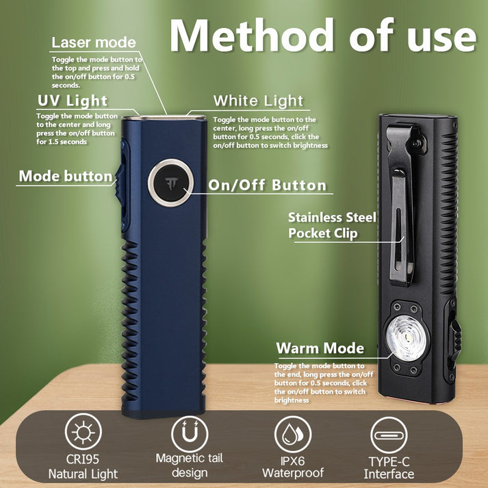 TrustFire Mini X3 EDC Multi-Function Flashlight with White Light, Floo