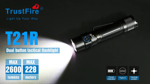 TrustFire T21R Rechargeable Flashlight 2600 Lumens